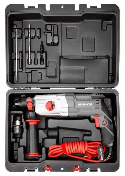 Młotowiertarka udarowa SDS-Plus 4-funkcyjna 2.8J 230V 800W w zestawie z ...