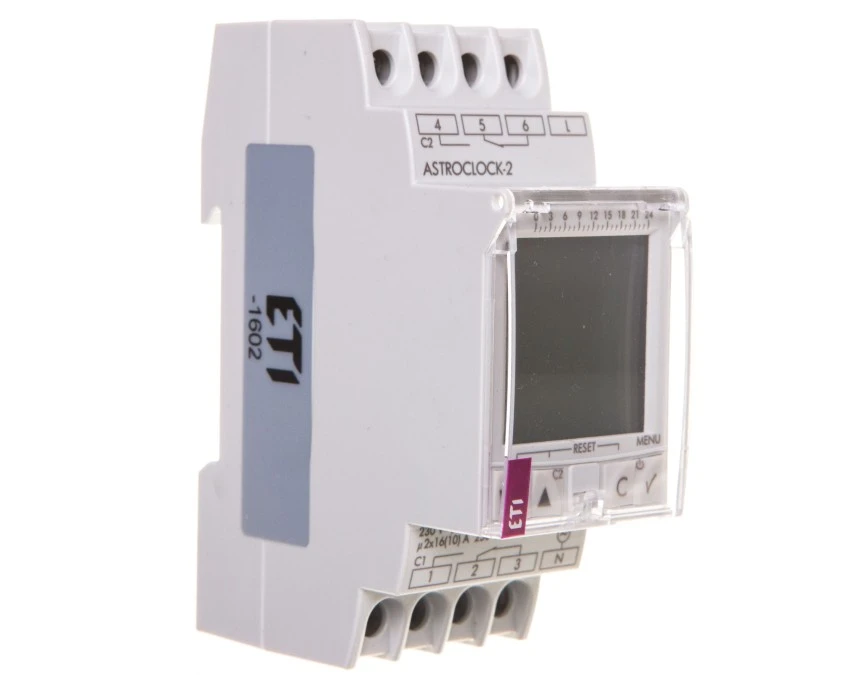 Zegar sterujący cyfrowy 2-kanałowy astronomiczny 16A 230V AC ASTROCLOCK ...