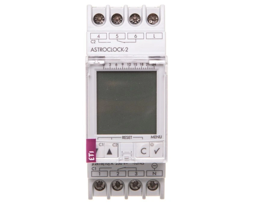 Zegar sterujący cyfrowy 2-kanałowy astronomiczny 16A 230V AC ASTROCLOCK ...