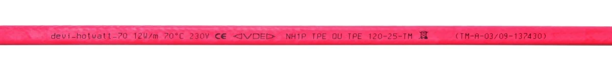 Kabel grzejny zmiennooporowy jednostronnie zasilany DEVIhotwatt 70 12W/m 230V przy 70 stopniach ...