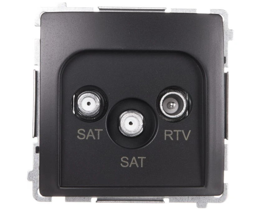 Simon Basic Gniazdo antenowe podwójne końcowe RTV/SAT/SAT-RTV grafit ...