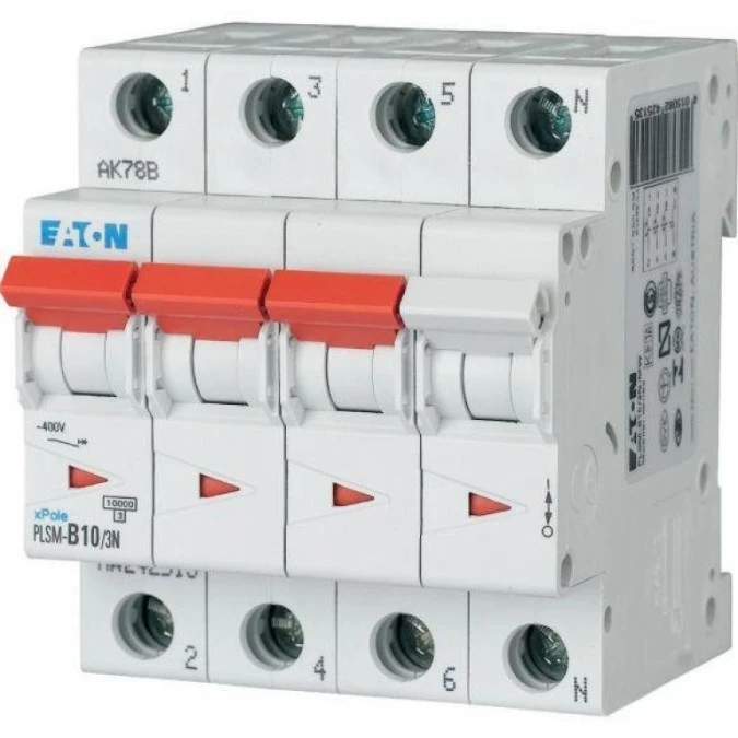 Wyłącznik nadprądowy 3P+N C 10A 10kA AC PLSM-C10/3N-MW 242539 – EATON | TIM SA
