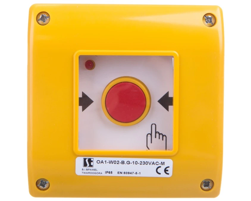 Ręczny przycisk awaryjny podtynkowy z młotkiem OA1-W02-B.G-10-230-M – SPAMEL | TIM SA