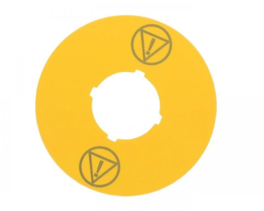 Tabliczka opisowa żółta okrągła fi60mm /KONTROLOWANY STOP/ M22-XBK-ESS ...