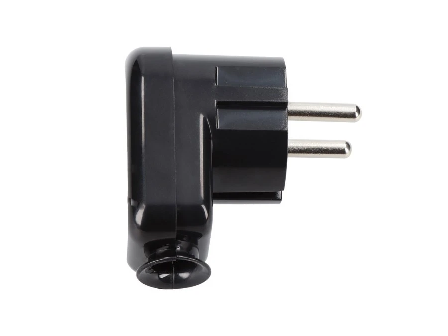 Wtyczka kątowa b/u 16A 2P 250V czarna WT-16 K2 – TIMEX-Elektro | TIM SA