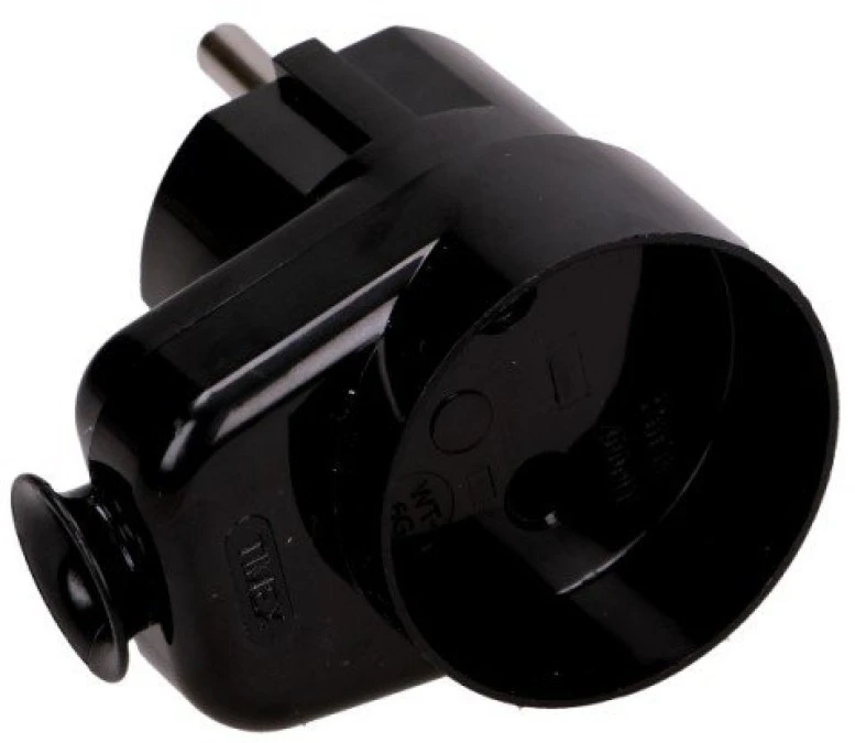 Wtyczka kątowa z gniazdem 16A 2P 250V czarna K2 WT-16U/G – TIMEX ...