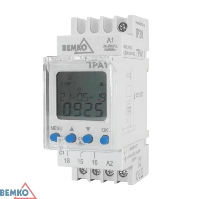 Programator czasowy astronomiczny 24-264 VAC/DC jednokanałowy A25-TPA1 – BEMKO | TIM SA