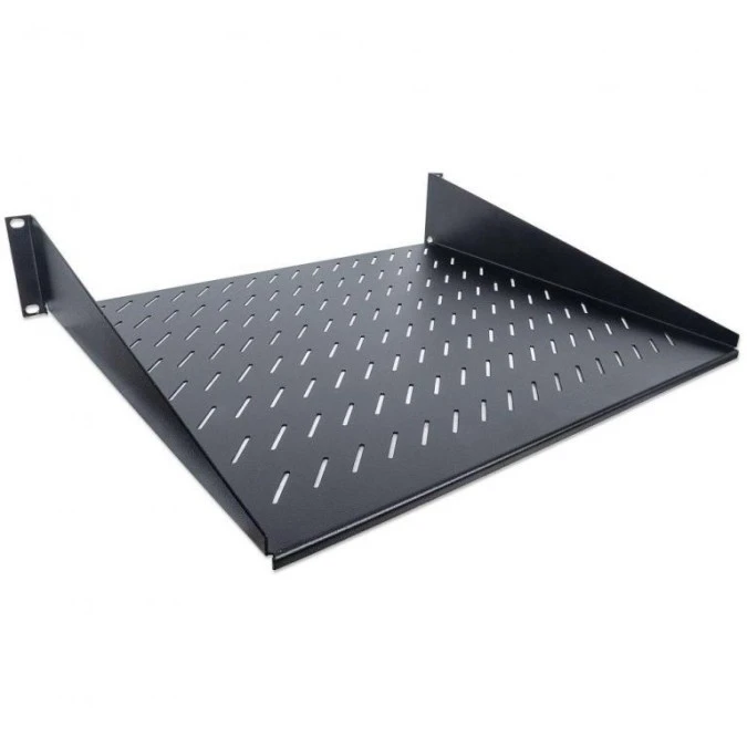 Półka 2U 400mm rack 19, 2 pkt mocowania, perforowana czarna ...
