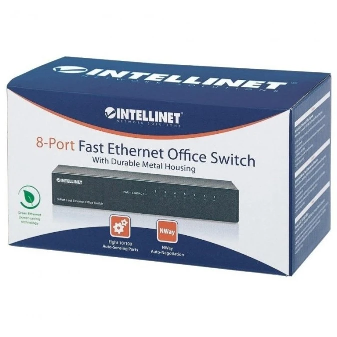 Switch Ethernet 8x 10/100Mbps RJ45 Desktop Metalowy – INTELLINET | TIM SA