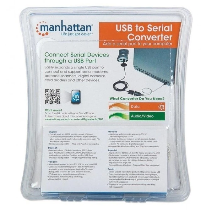 Konwerter Adapter USB na RS232/COM/DB9 M/M na Kablu 45cm 205146 ...