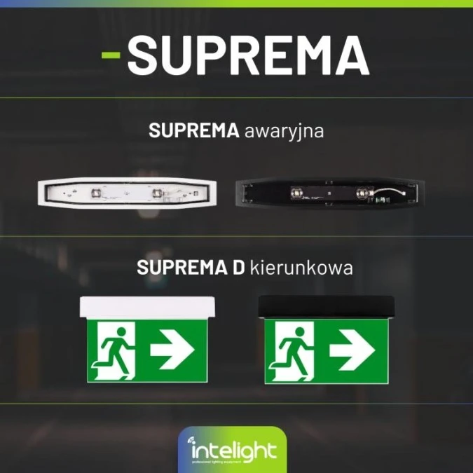 Oprawa ewakuacyjna natynkowa SUPREMA D-std M 3H AT IP54 NT + (E2, E3) / 94604 – INTELIGHT | TIM SA