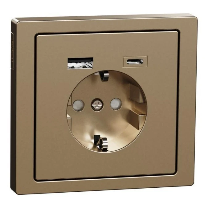USB charger + socket-outlet, Merten System Design, 2P + E, 16A ...