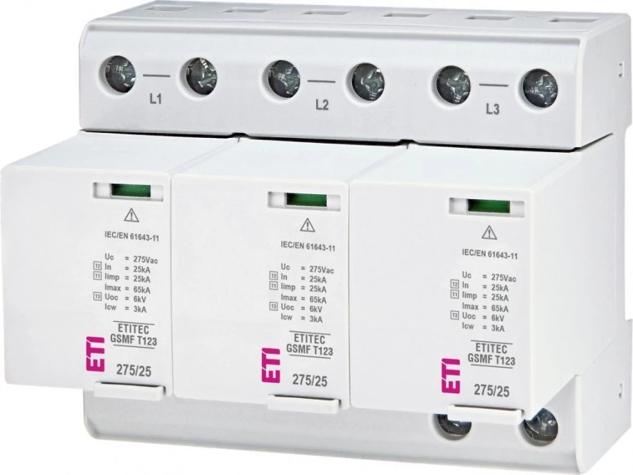Ogranicznik przepięć typ T1+T2+T3 (B+C+D) ETITEC GSMF T123 275/25 3+0 bezpiecznik TN-C 002440780 ...