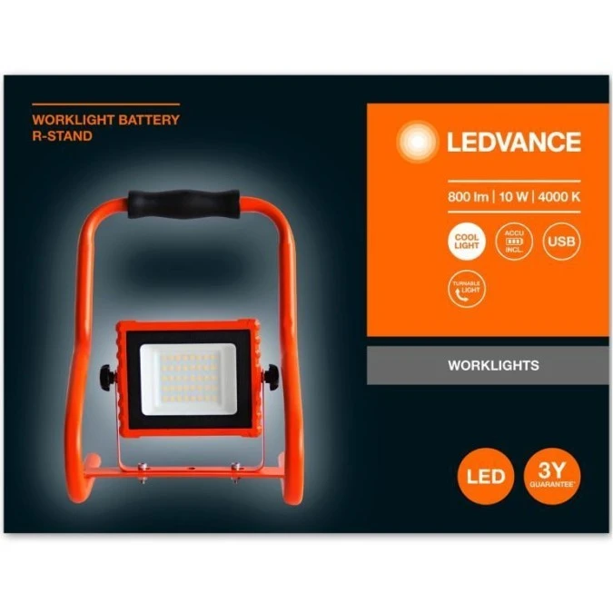 Naświetlacz LED 10W 800lm 4000K IP44 WORKLIGHT R-STAND USB LEDVANCE ...