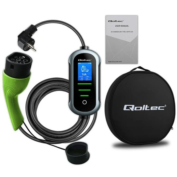 Qoltec Mobilna ładowarka do samochodu elektrycznego EV z regulacją 2w1 ...