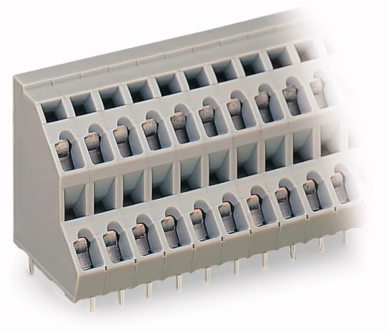 Listwa zaciskowa 2-piętrowa do płytek drukowanych 8-torowa szara raster 5mm 736-108 /42szt ...