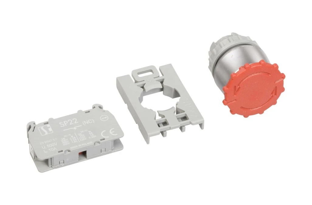 Przycisk sterowniczy 22mm czerwony bez samopowrotu 1R SP22-B-01 – SPAMEL | TIM SA