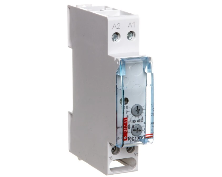 Przekaźnik czasowy 1P 8A 0,1sek-100h 12-230V AC/DC opóźnione wyłączenie ...