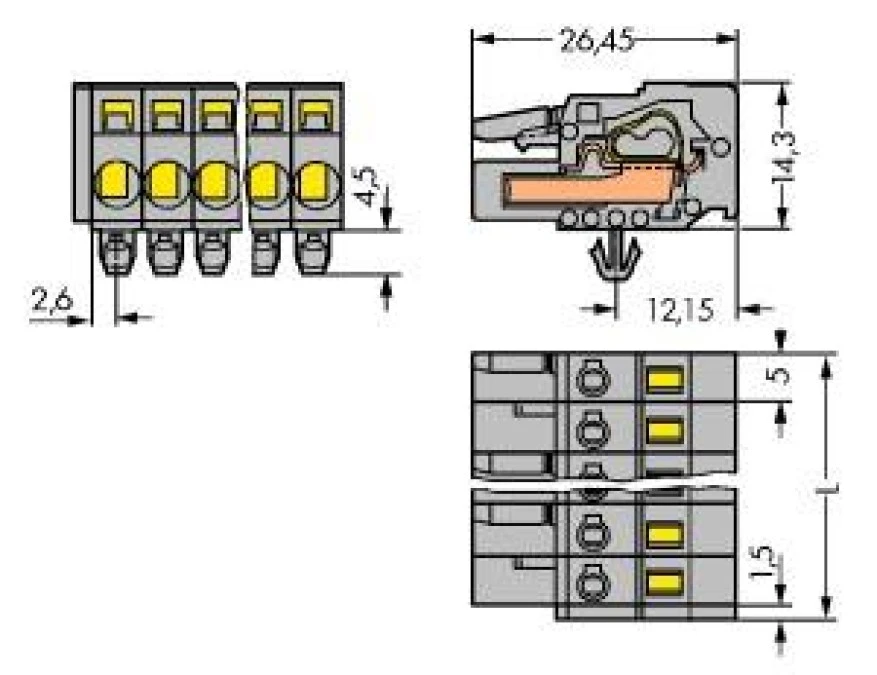Gniazdo MCS-MIDI Classic 12-biegunowe szare raster 5mm 231-112/008-000 /25szt./ – WAGO | TIM SA