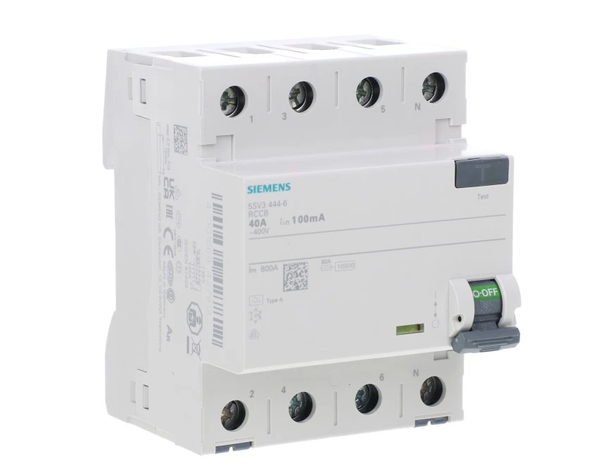 Wyłącznik różnicowoprądowy 4P 40A 0,1A Typ A 100mA 400V SENTRON 5SV3444-6 – SIEMENS | TIM SA