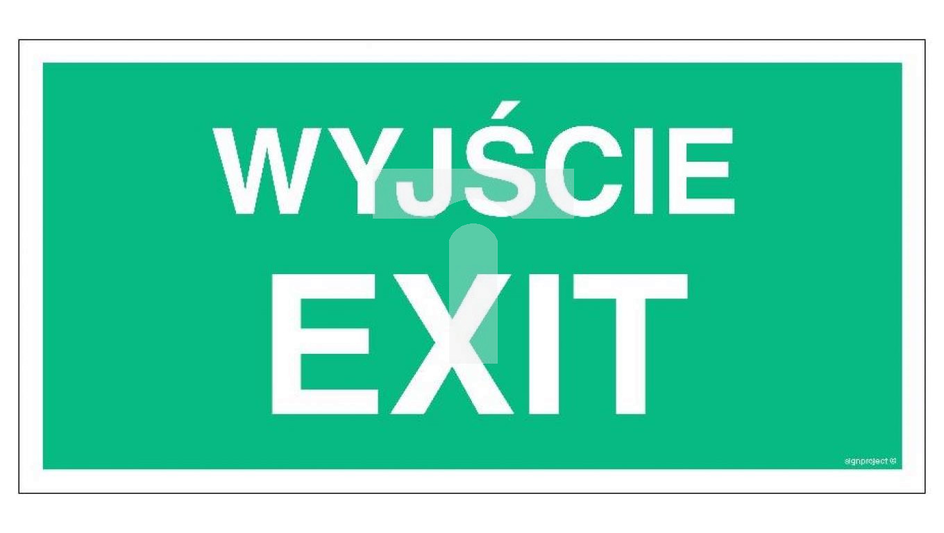 ZNAK - AC001 Wyjście / EXIT 60 x 30 cm PS - Płyta 1mm foto ...