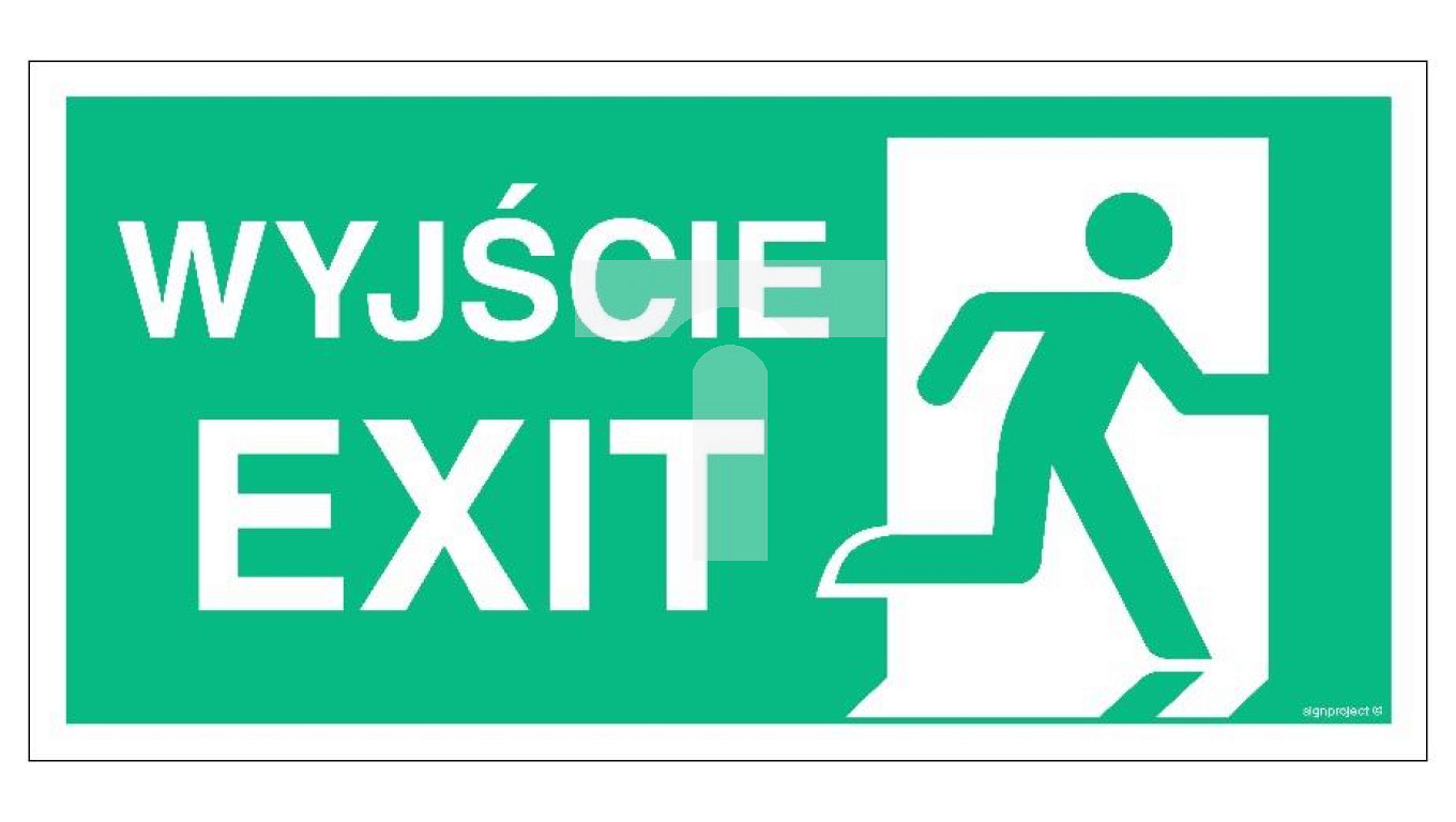 ZNAK - AC075 Wyjście / EXIT prawostronne 60 x 30 cm KS - Folia ...