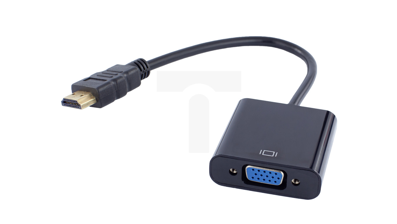 Adapter HDMI - SVGA (D-Sub 15-pin) Full HD (wtyk / gniazdo) czarny 20cm – AUDA | TIM SA
