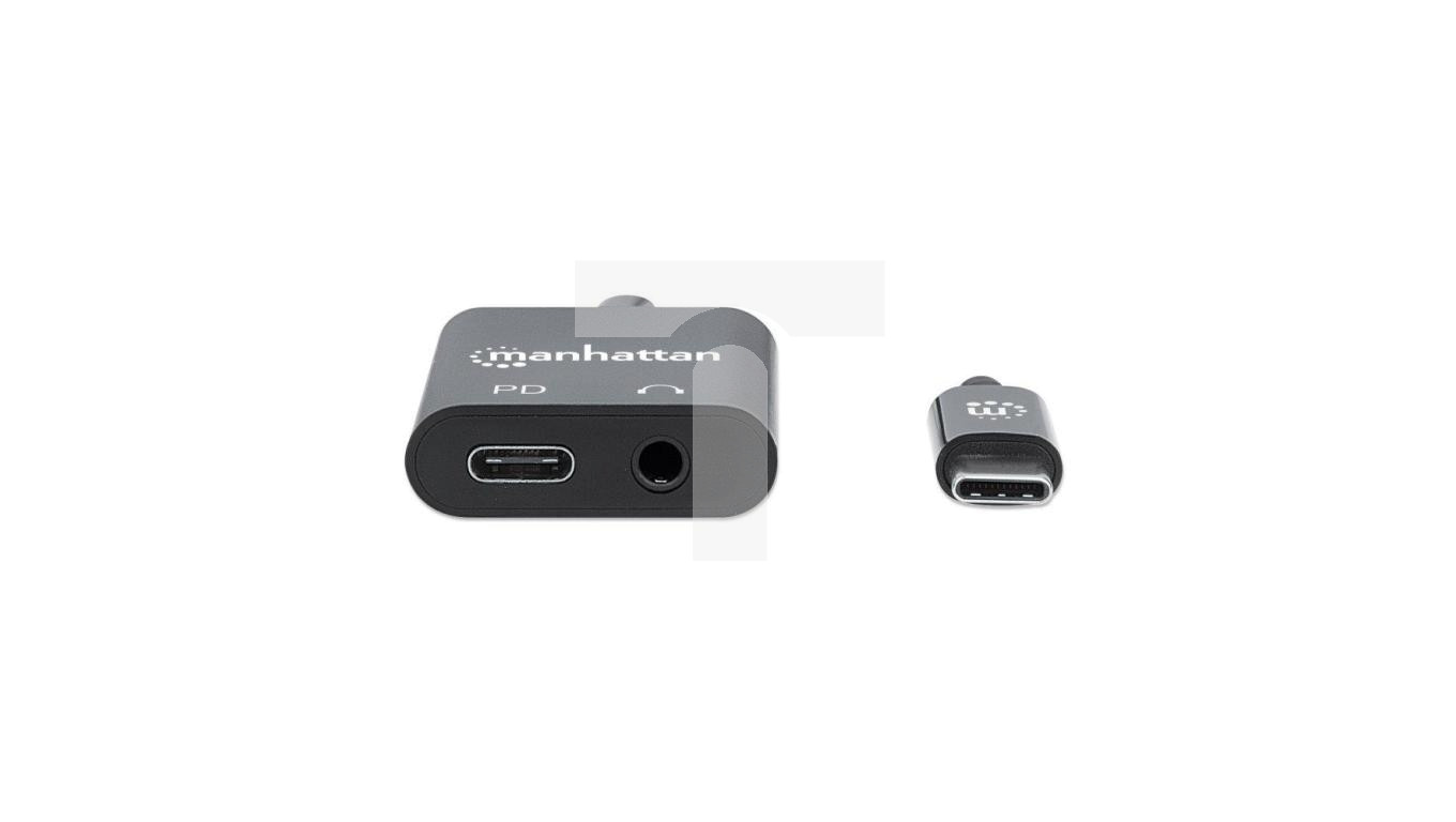 Adapter Słuchawkowy USB-C na Jack 3.5mm z USB-C PD – MANHATTAN | TIM SA