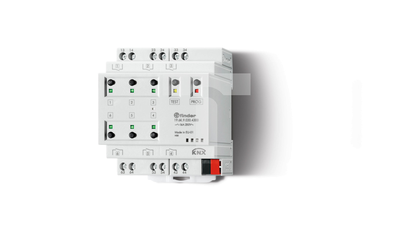 Aktuator KNX 6 wyjść przekaźnikowych 16A 19.6K.9.030.4300 – Finder | TIM SA