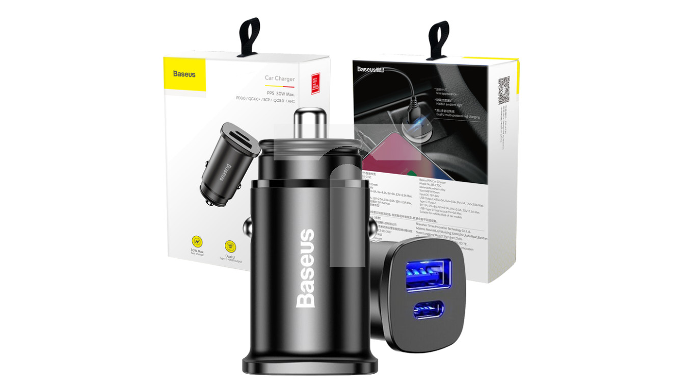 BASEUS ŁADOWARKA SAMOCHODOWA CCALL-AS01 SQUARE PPS QC4.0 / PD3.0 5A 30W (CZARNA) – BASEUS | TIM SA