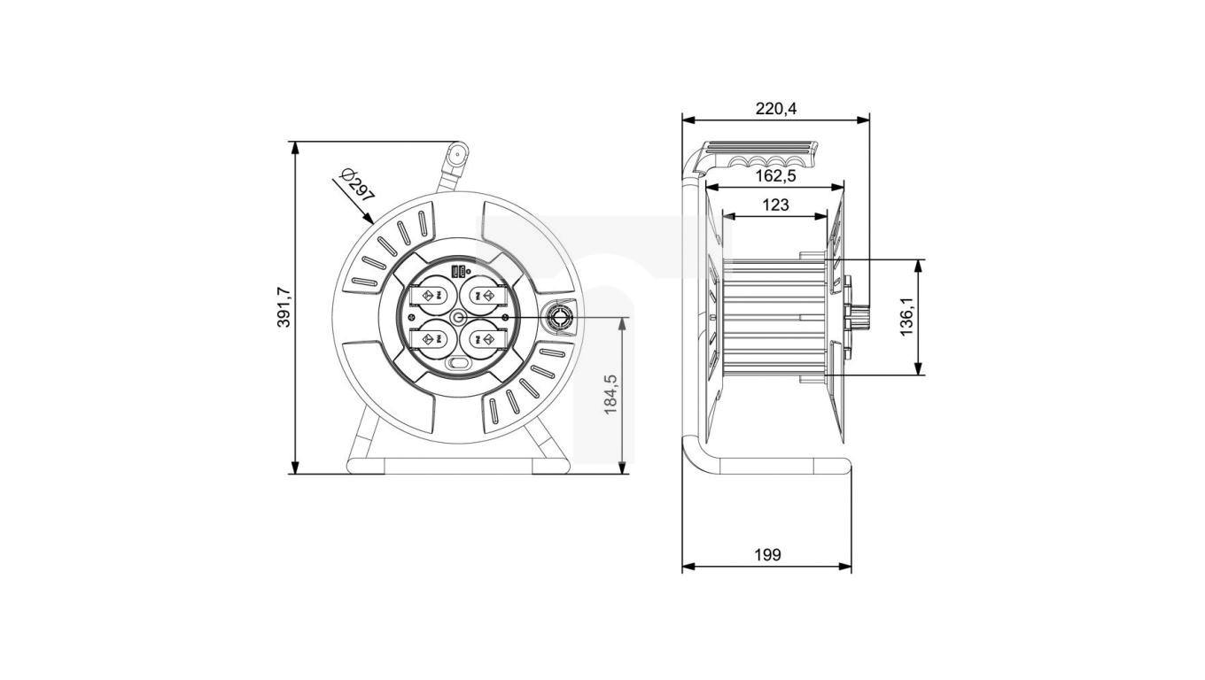 Bęben, nawijak metalowy do kabli, przewodów elektrycznych, przedłużaczy ...
