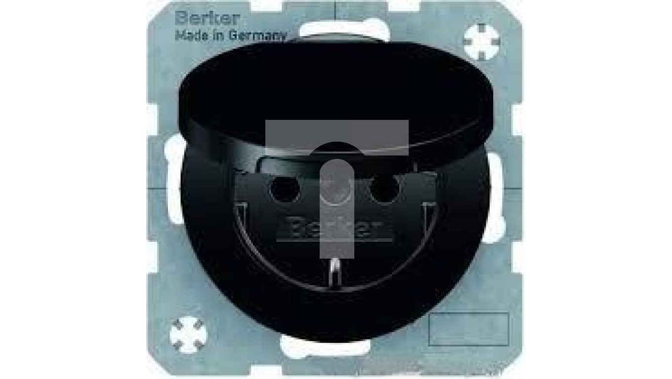 Berker R.1/R.3 Gniazdo SCHUKO z pokrywą czarne połysk 47512045 – HAGER ...