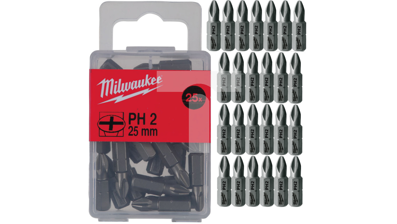 Bity do wkrętarki PH2 25mm wzmocnione 25szt MILWAUKEE – Milwaukee | TIM SA