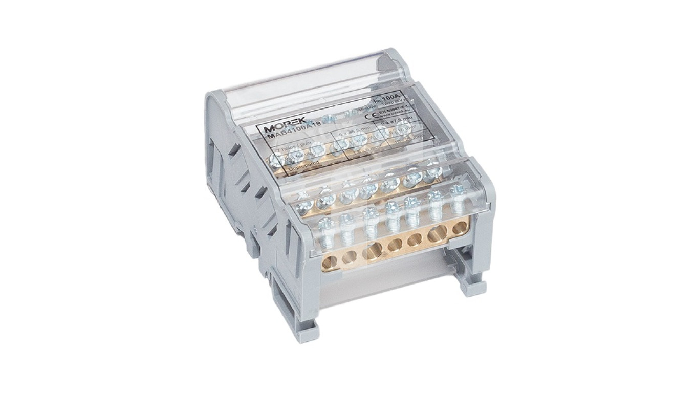 Blok dystrybucyjno-rozdzielczy MOBLOCK 4P 100A-7 2x25mm2 + 5x6mm2 TS35 ...
