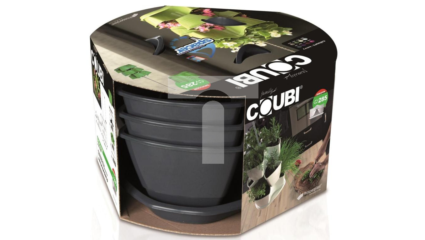 Doniczka potrójna, piętrowa na zioła grafitowa Coubi Herbal ...