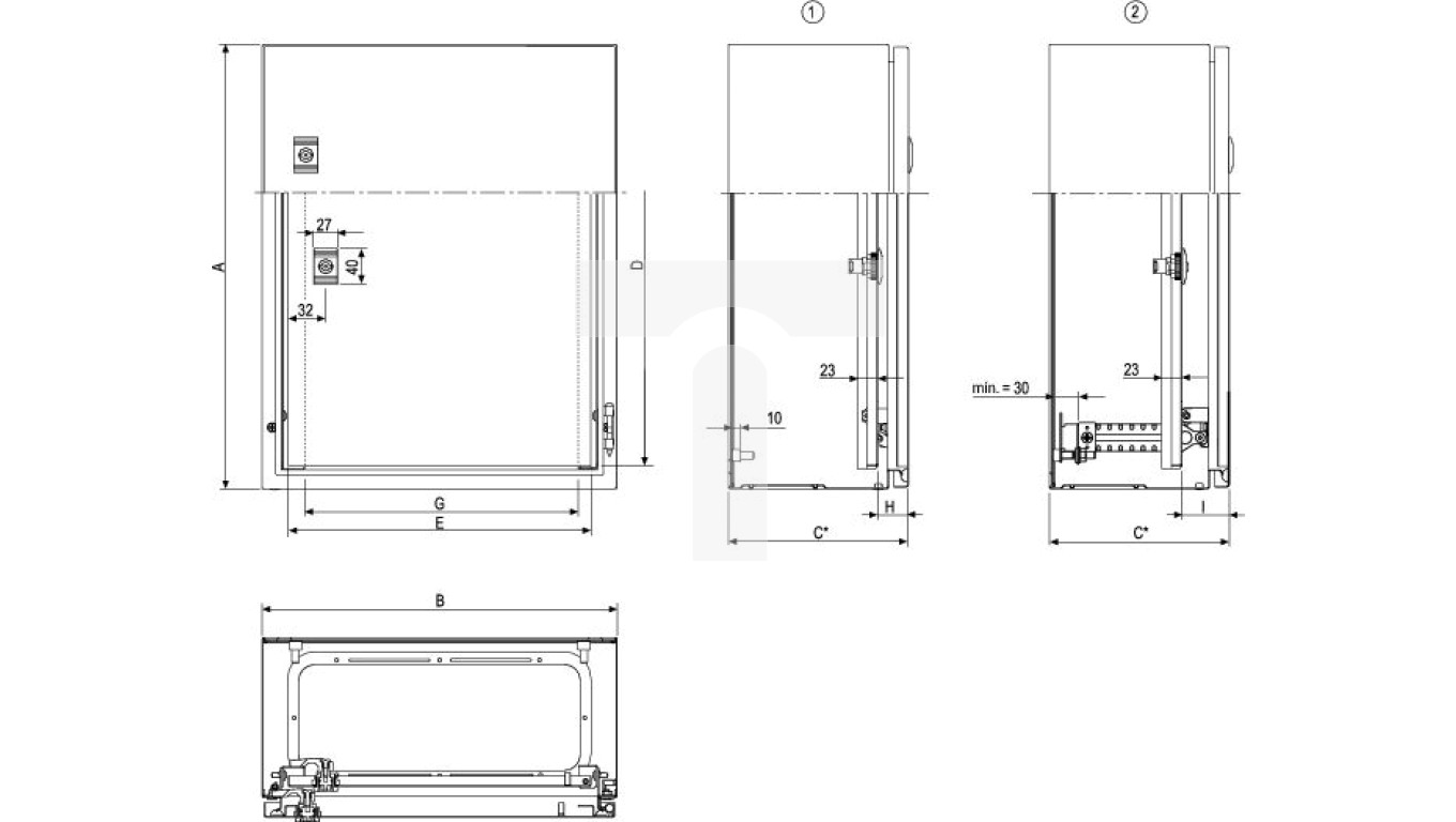 Drzwi wewnętrzne dla obudowy Spacial WM,wys.1200xW800 stal, RAL7035,reg ...