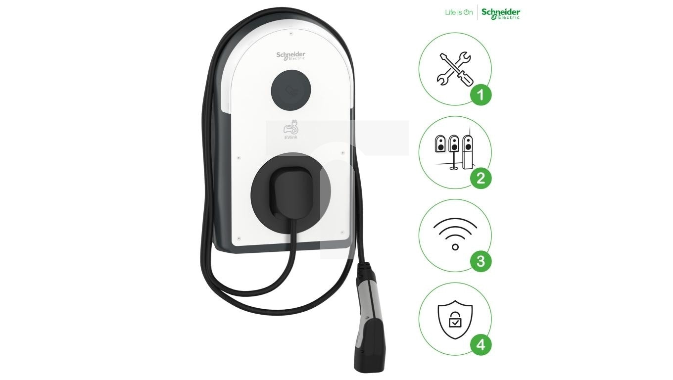 EVLink Pro AC Stacja ładowania pojazdów elektrycznych 22 kW z kablem T2 ...