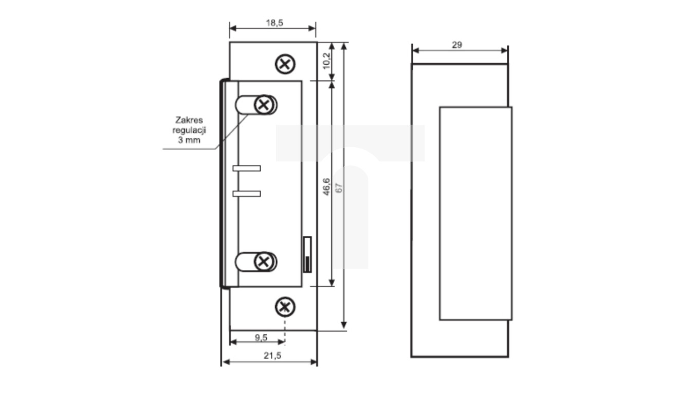 Elektrozaczep symetryczny NC z ześlizgiem podstawowy 1410RFT-12AC/DC ...