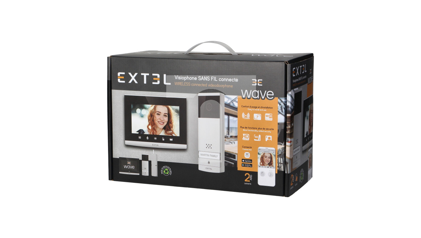Extel Wave, bezprzewodowy zestaw wideo domofonowy, monitor 7, dotykowy, menu OSD, WI-FI + APP na ...