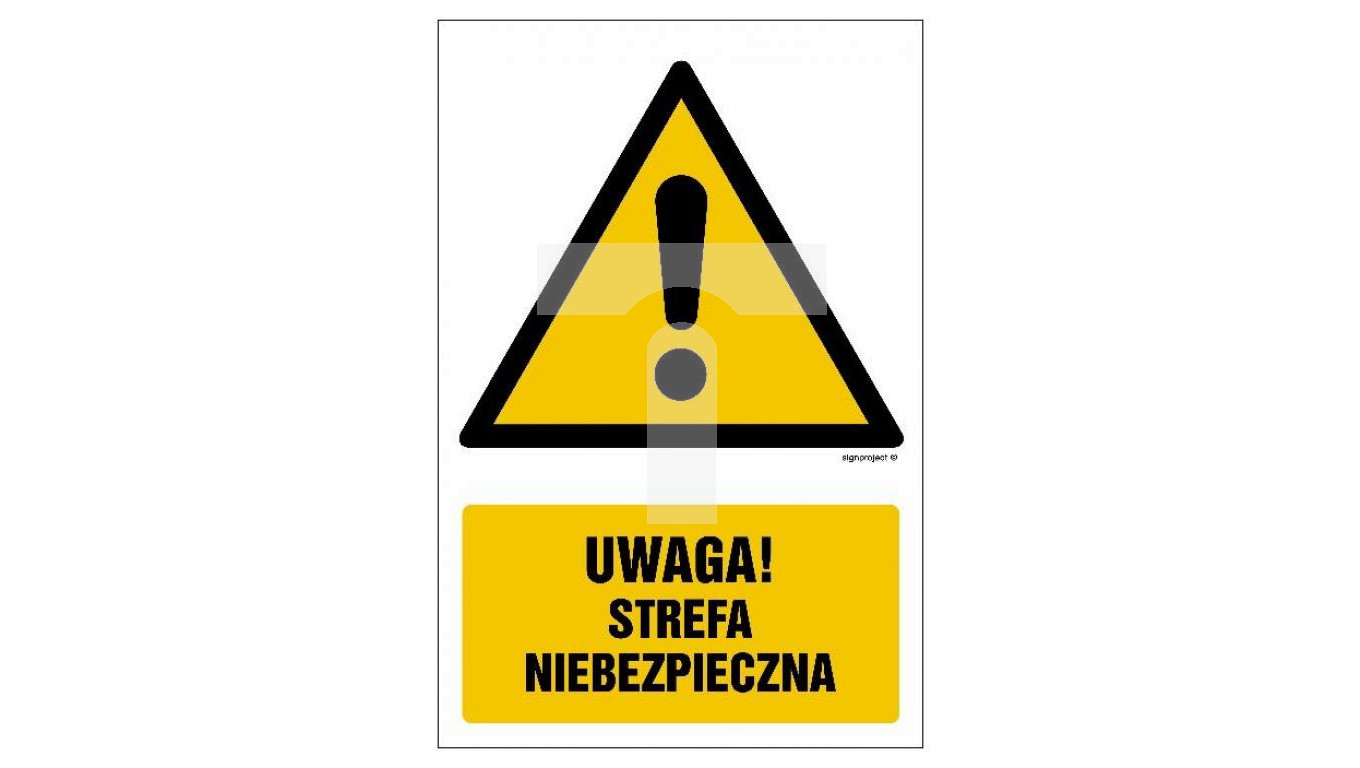 ZNAK - GF049 Uwaga strefa niebezpieczna 30 x 45 cm TS - Płyta TD foto ...