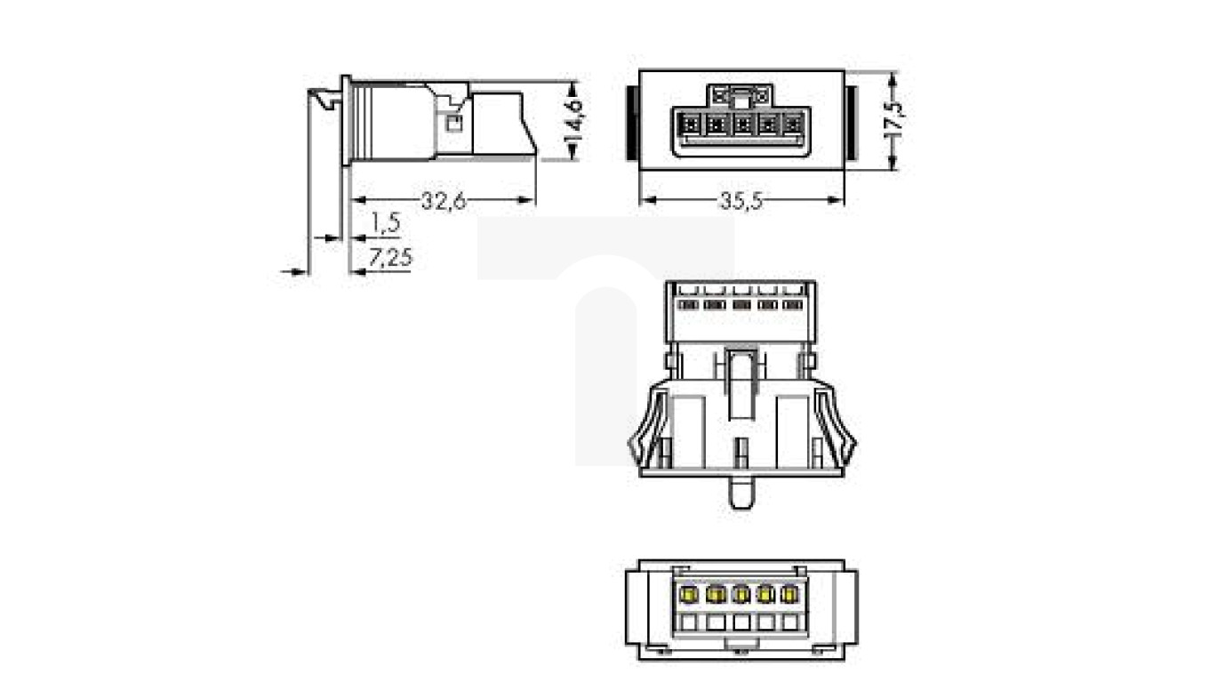 Gniazdo 5-torowe Snap-In czarne WINSTA MINI 890-705 /50szt./ – WAGO ...