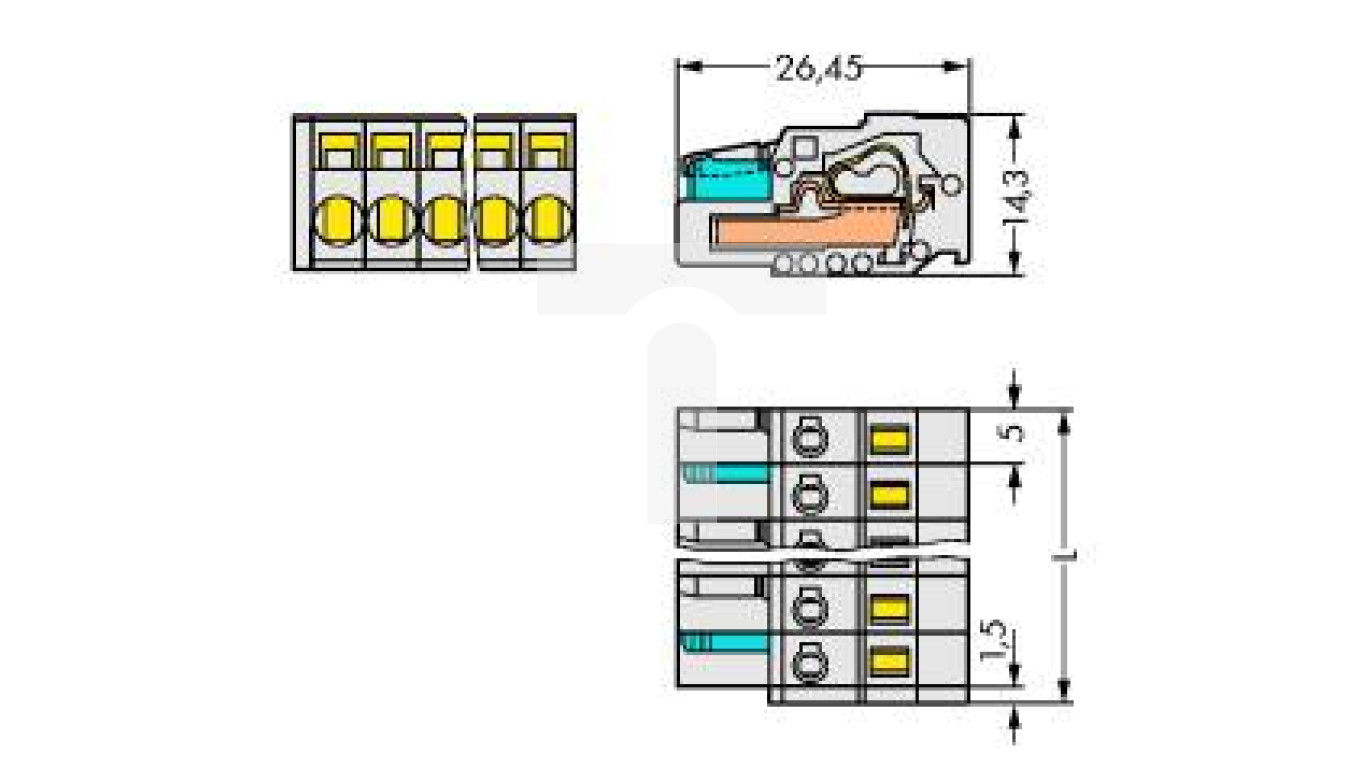 Gniazdo MCS-MIDI Classic 6-biegunowe jasnoszare raster 5mm 721-106/026-000 /50szt./ – WAGO | TIM SA