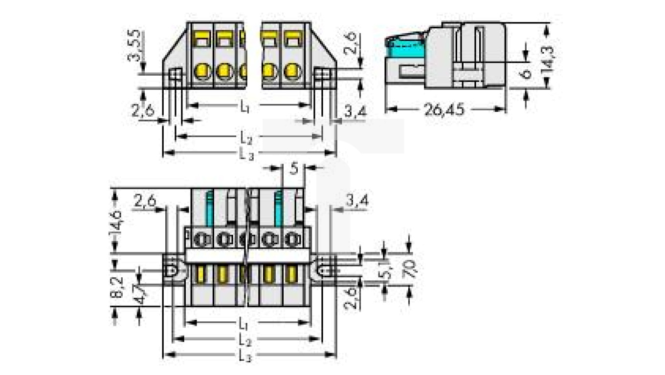 Gniazdo MCS-MIDI Classic 6-biegunowe jasnoszare raster 5mm 721-106/027-000 /50szt./ – WAGO | TIM SA