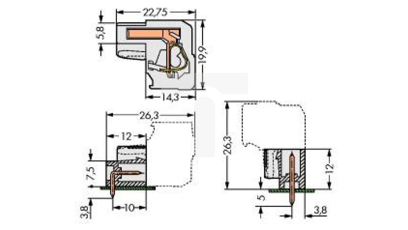 Gniazdo MCS-MIDI Classic kątowe 2-biegunowe jasnoszare raster 5mm 722-202/026-000 /100szt ...