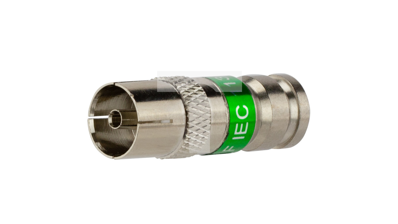 Gniazdo antenowe IEC TV kompresyjne zielone MASTER na przewód Triset ...