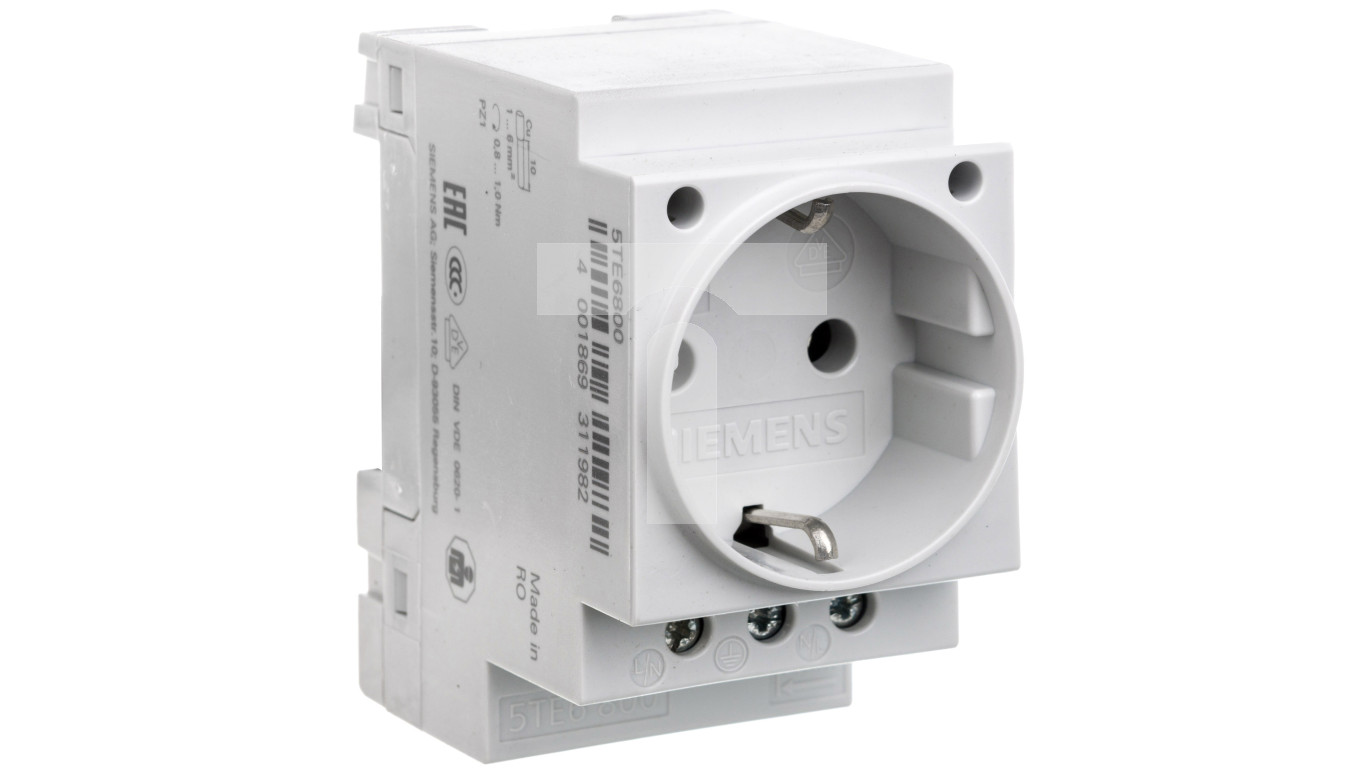 Gniazdo modułowe 2P+Z 16A 230V Schuko na szynę 5TE6800 – SIEMENS | TIM SA
