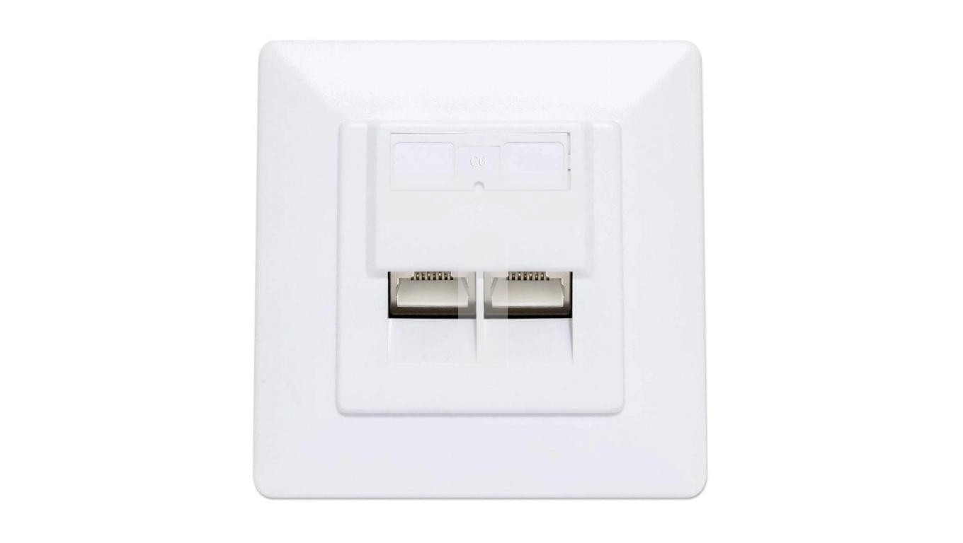 Gniazdo sieciowe podtynkowe 2x RJ45 Cat6 10G, STP, białe 771900 ...