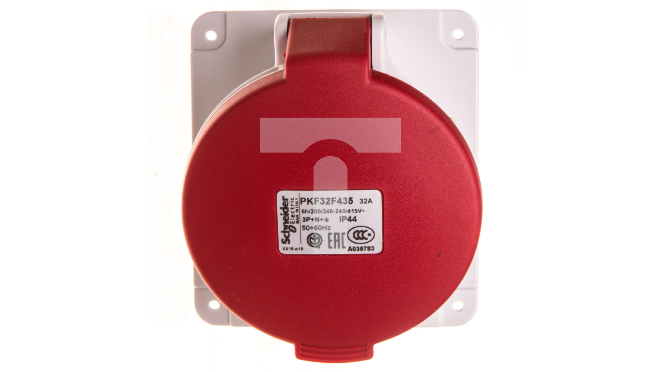 Gniazdo stałe 5P 32A 400V czerwone IP44 PKF32F435 – Schneider | TIM SA