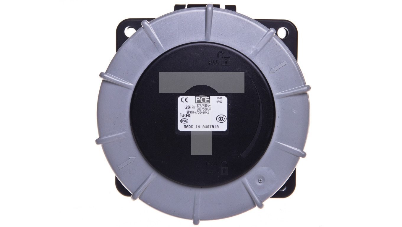 Gniazdo tablicowe 125A 5P 500V /120x120/ czarne IP67 POWER TWIST 345-7 ...