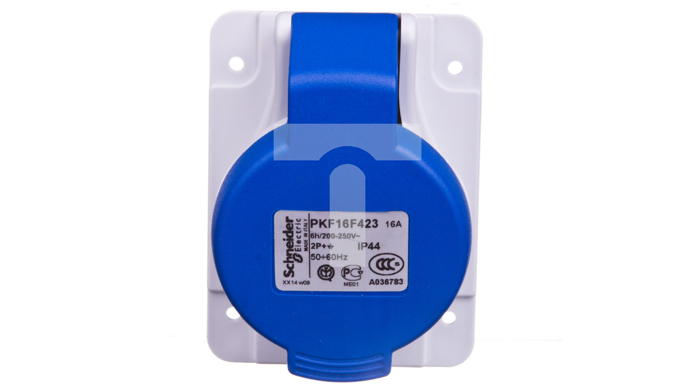 Gniazdo tablicowe 2P+Z 16A niebieskie IP44 PKF16F423 – Schneider | TIM SA